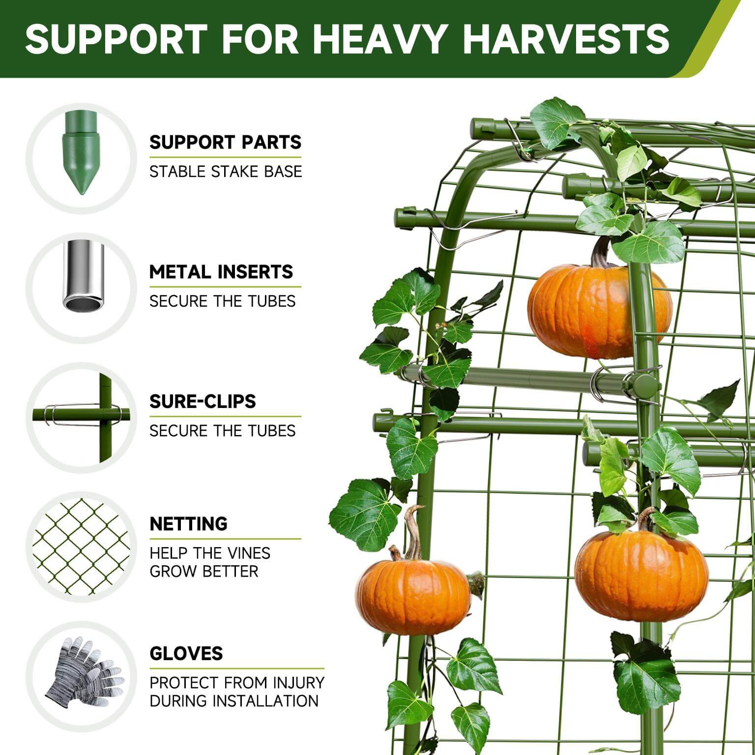 HIRALIY Garden Arch Trellis for Climbing Plants - Premium Drip ...